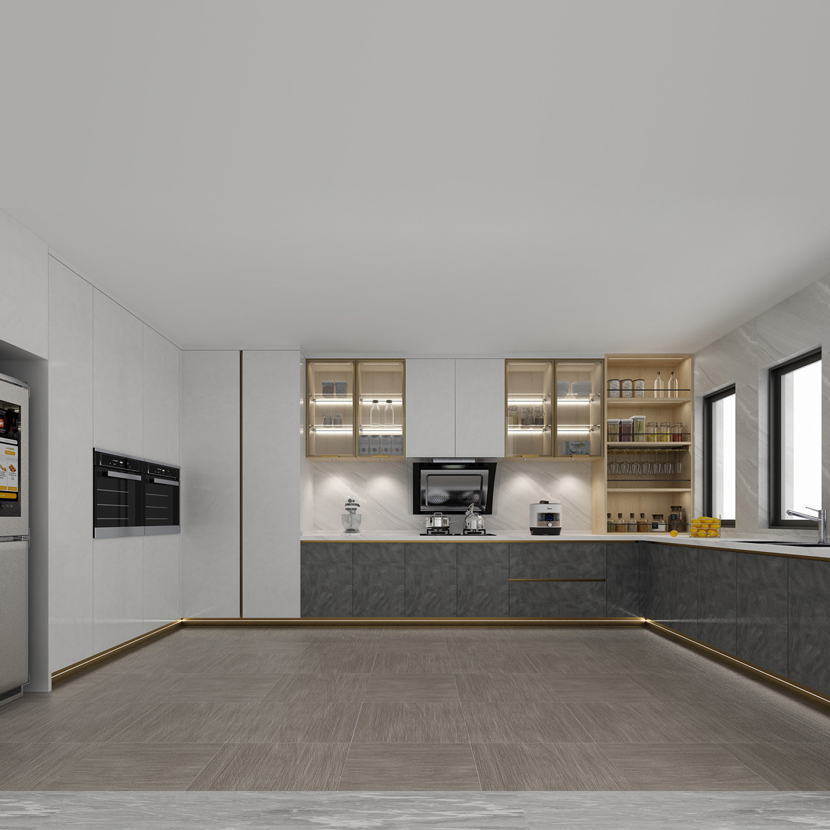 Kitchen Cabinets Modern Design with LED Light