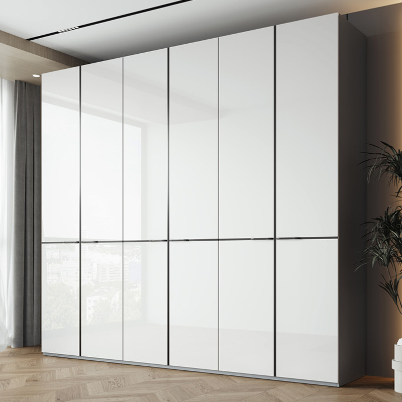 Wardrobe in White High Gloss 6 Doors