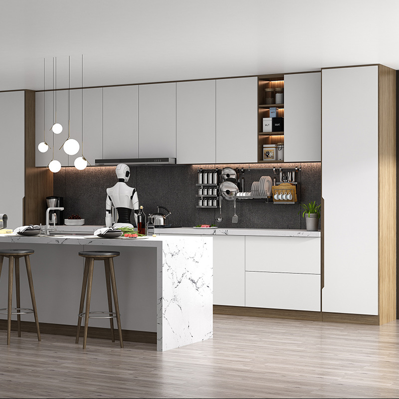 White Kitchen Cabinets Full Set With an Island